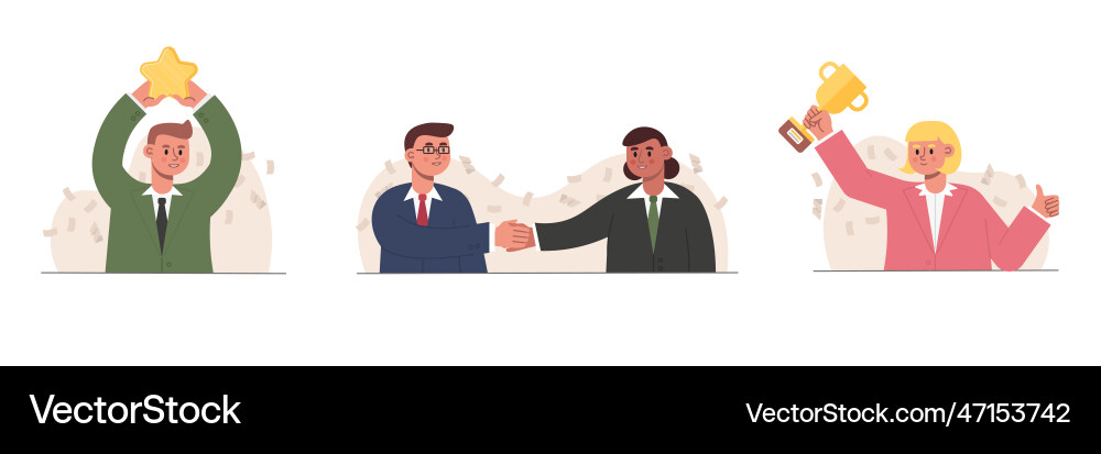 Achievement triumph and award winning set Vector Image