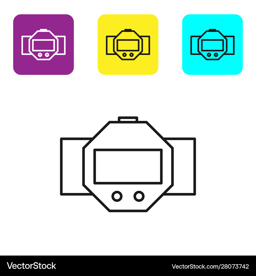 Black line diving watch icon isolated on white Vector Image