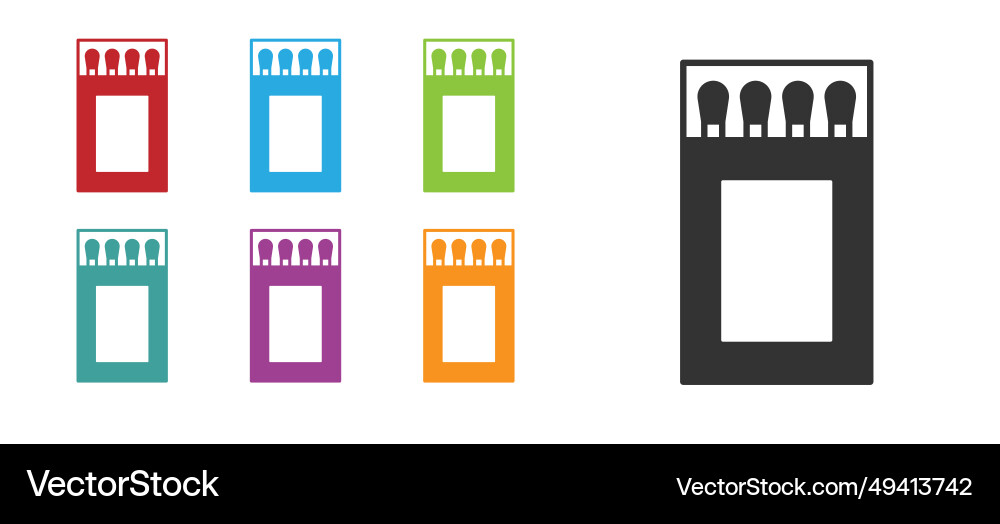 Black open matchbox and matches icon isolated Vector Image