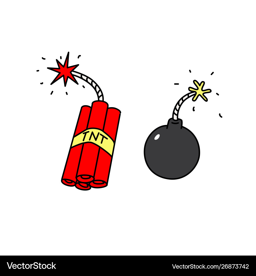 Explosives icons weapons terrorists cartoon Vector Image