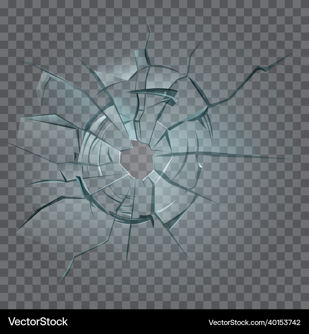 Glass crack with crash hole texture shatters Vector Image