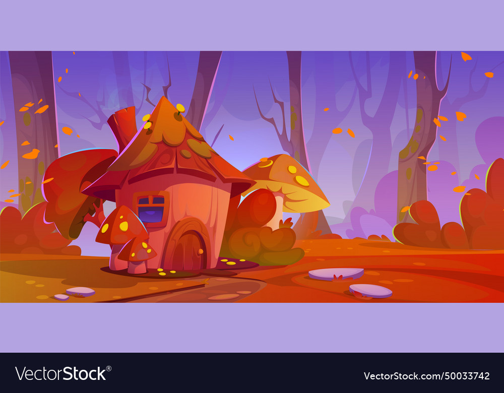 Gnome mushroom house in autumn forest Royalty Free Vector