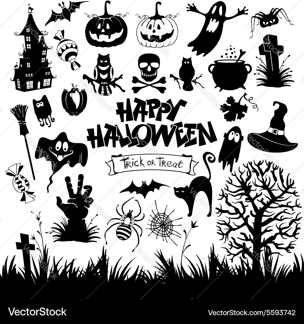 Happy halloween designs set with various elements Vector Image