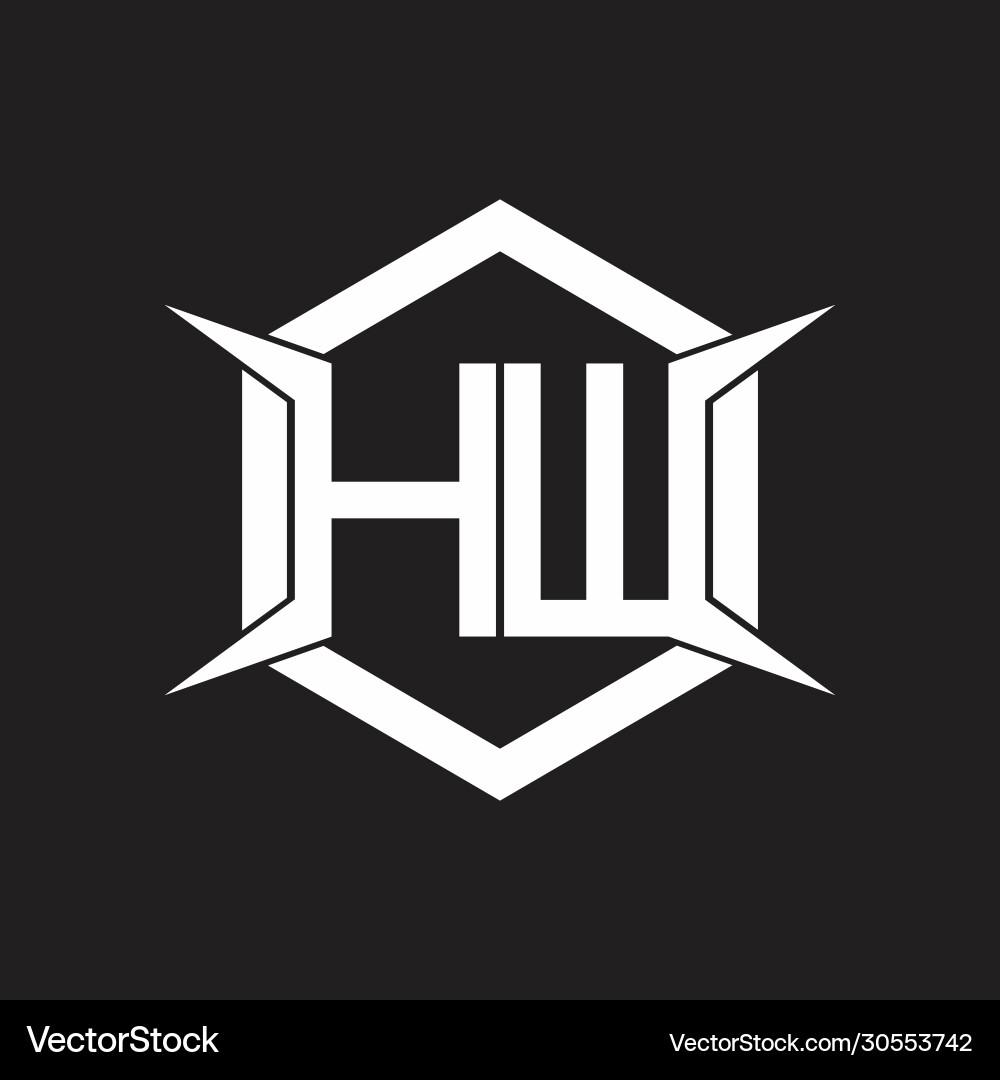 Hw logo monogram with hexagon and four taper Vector Image
