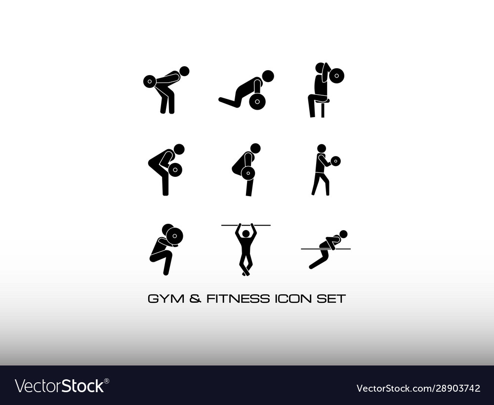 Icon set workout in fitness center Royalty Free Vector Image
