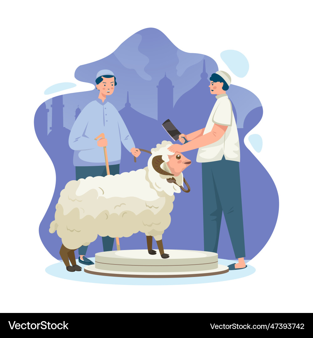 Islamic sheep qurban tradition Royalty Free Vector Image