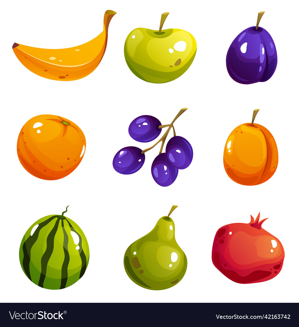 Juicy fruits isolated collection Royalty Free Vector Image