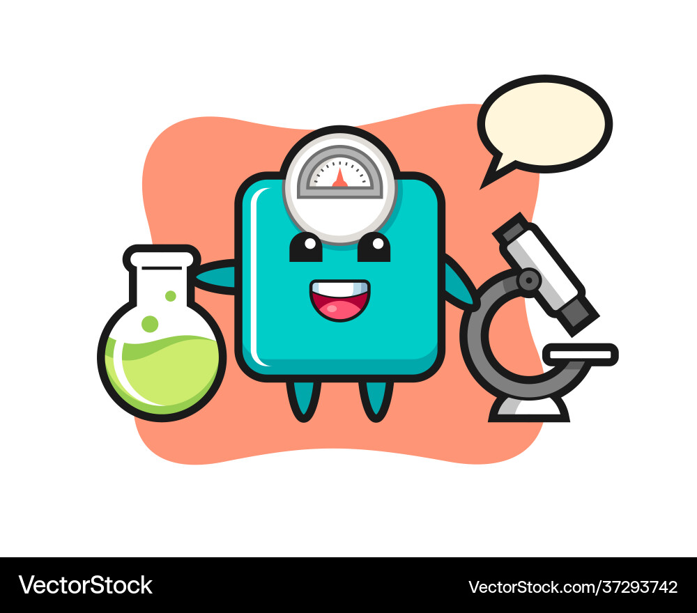 Mascot character weight scale as a scientist Vector Image