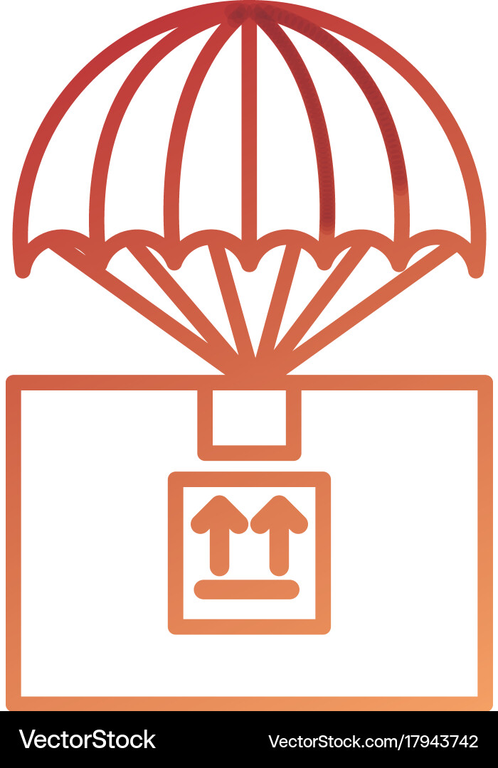 Parachute with box carton packing icon Royalty Free Vector