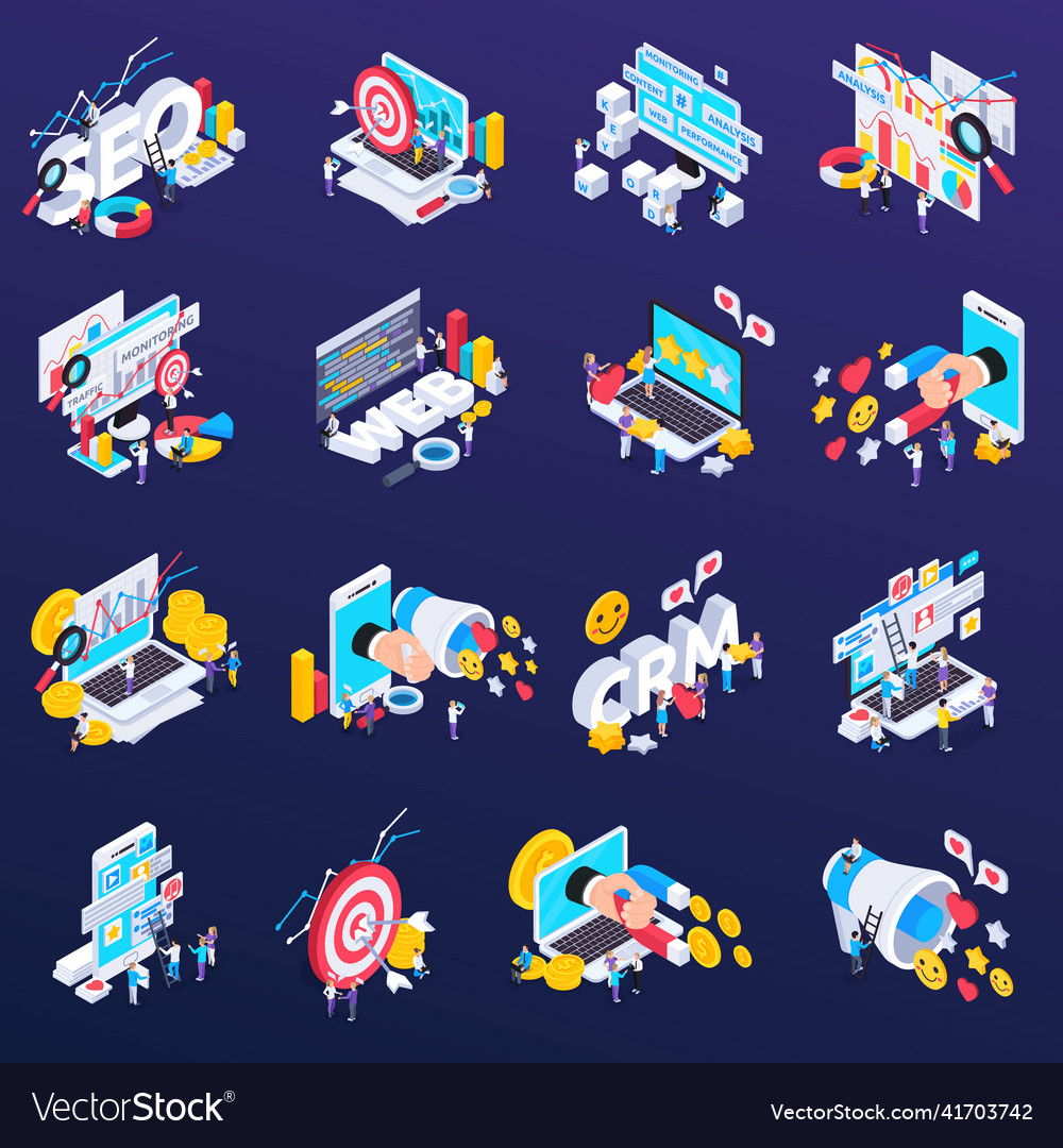 Seo icons set Royalty Free Vector Image - VectorStock Seo icons set Royalty Free Vector Image - VectorStock