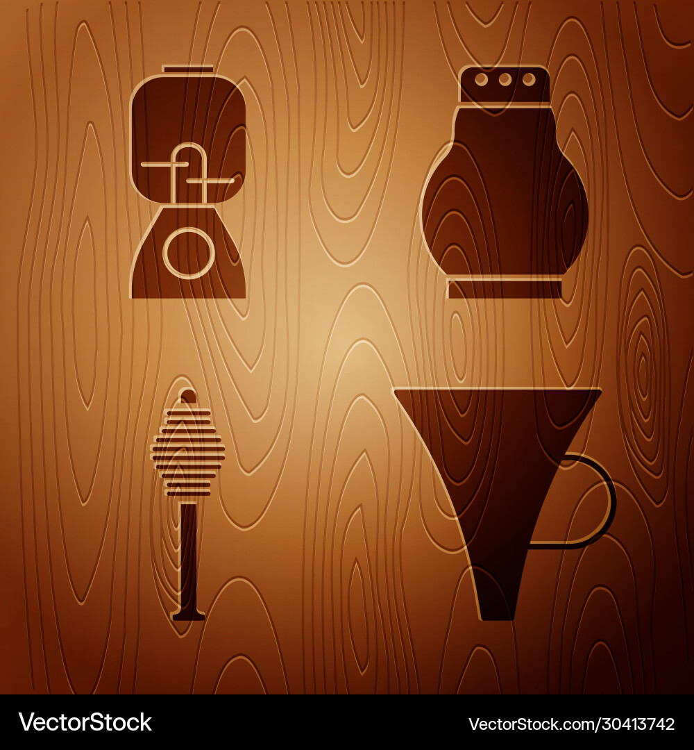 Set funnel or filter blender honey dipper stick Vector Image