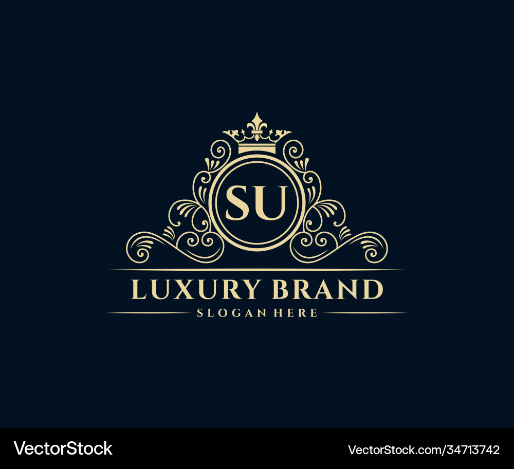 Su initial letter gold calligraphic feminine Vector Image