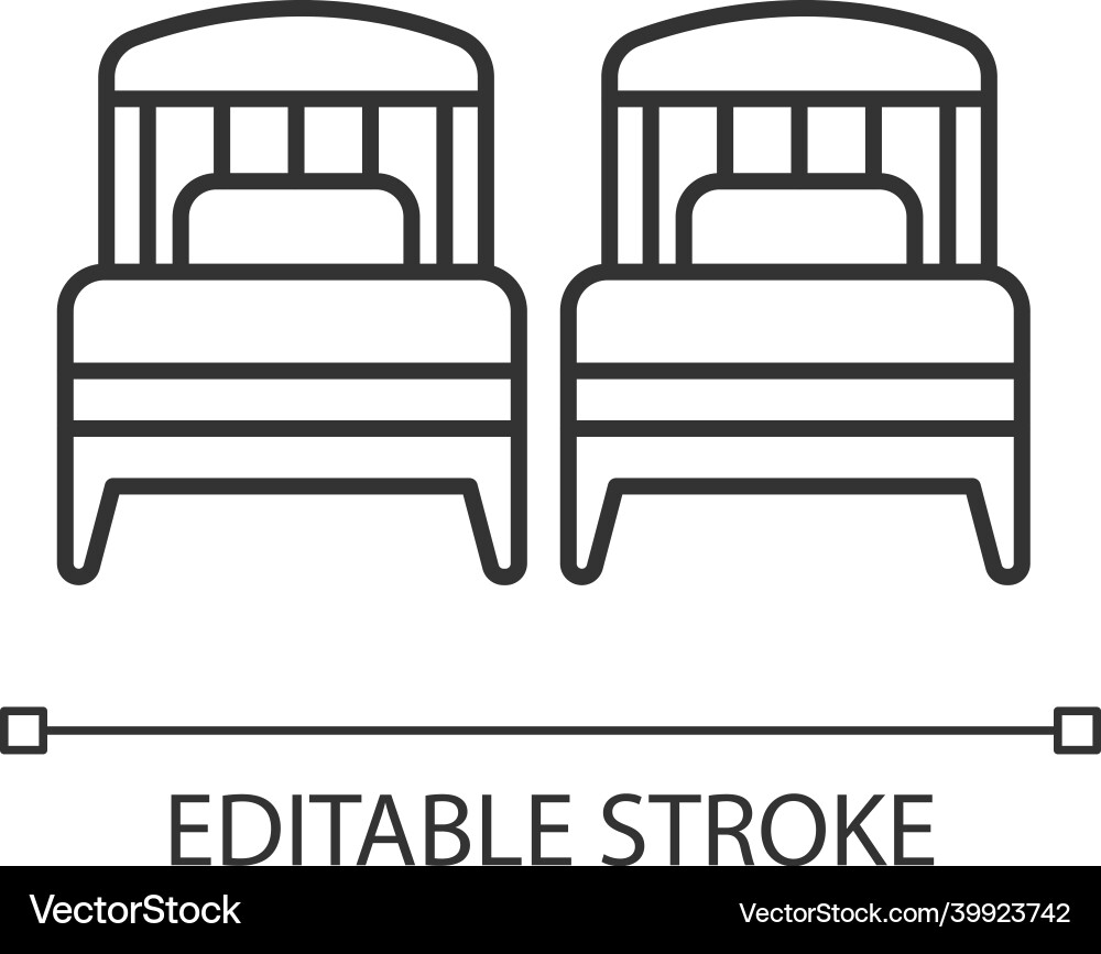 Two single beds pixel perfect linear icon hotel Vector Image