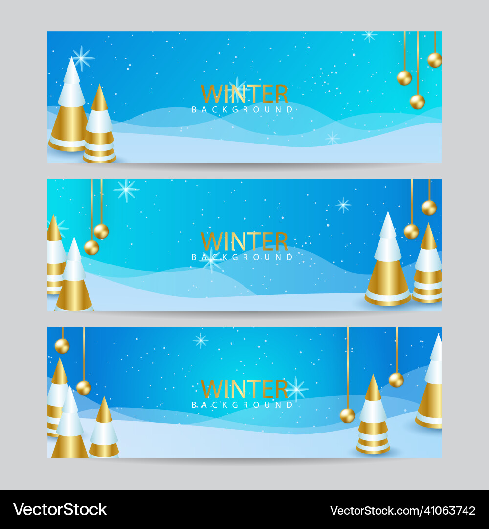 Winter christmas landscape banner Royalty Free Vector Image