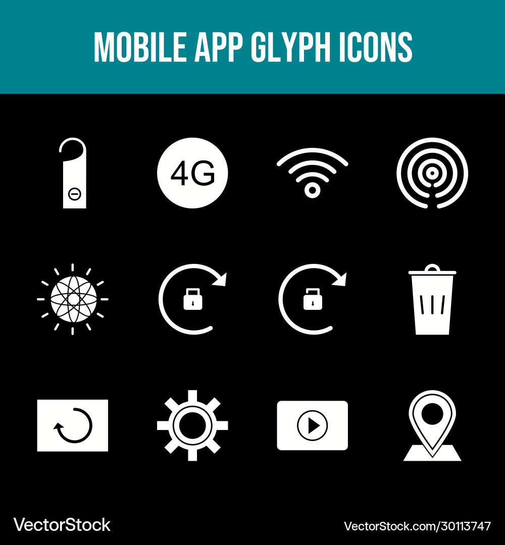 12 mobile app icons in one set Royalty Free Vector Image