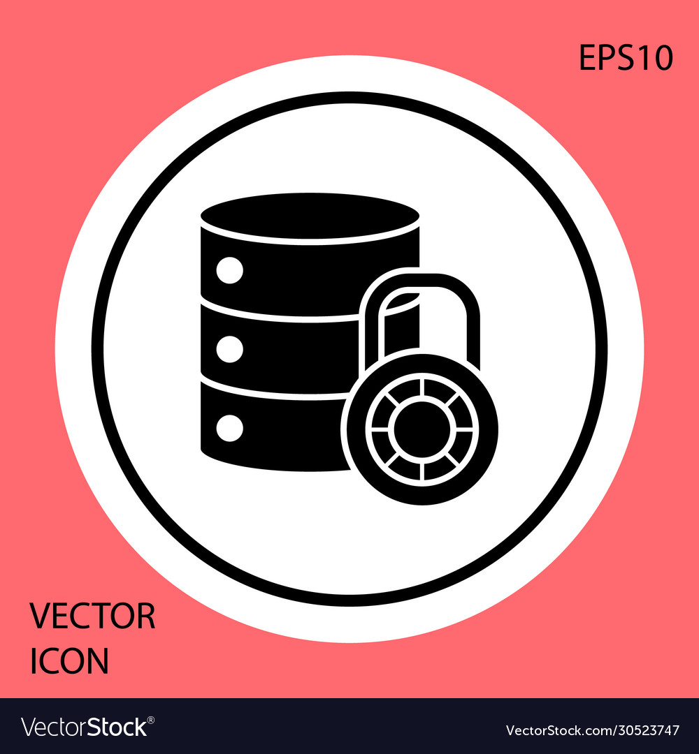 Black server security with closed padlock icon Vector Image