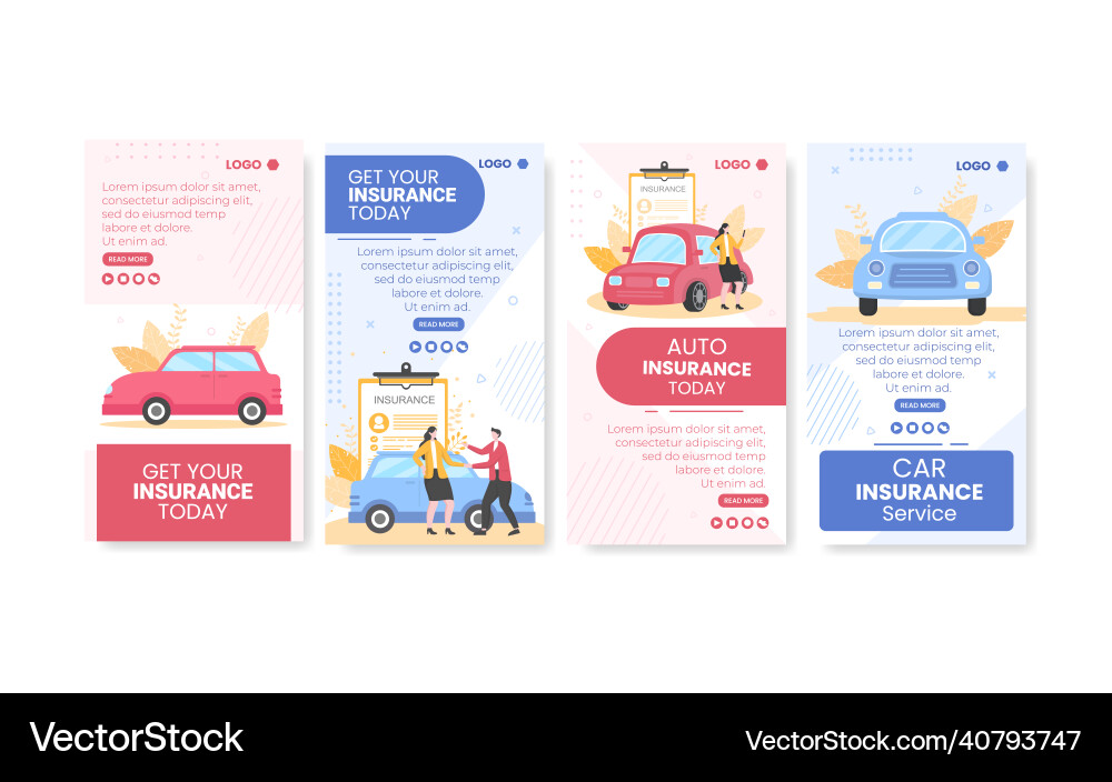 Car insurance stories template flat design Vector Image