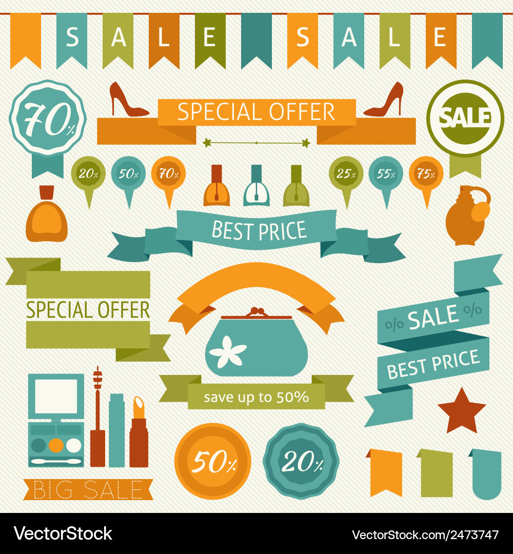 Collection of decorative elements for sale design Vector Image