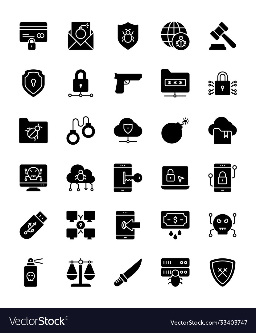 Computer hacking icons Royalty Free Vector Image