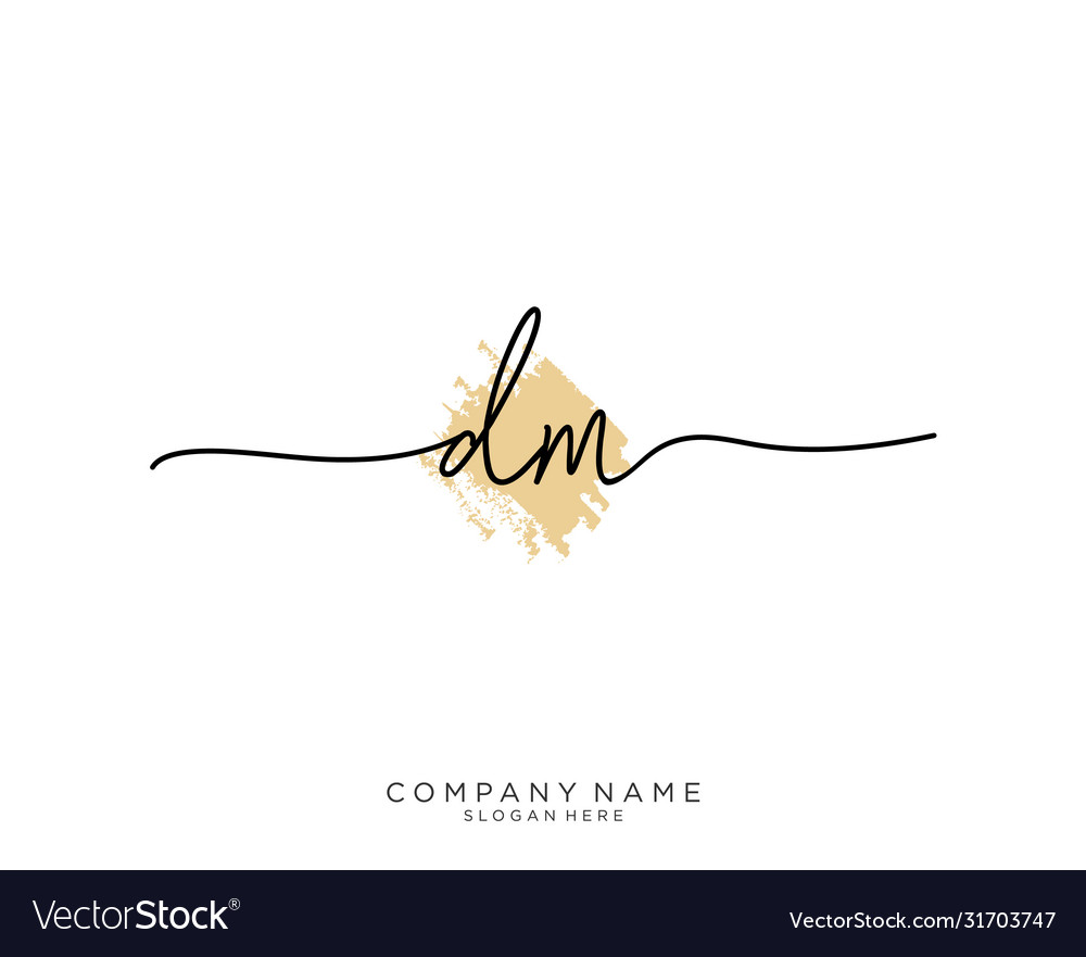 Dm initial handwriting logo design Royalty Free Vector Image