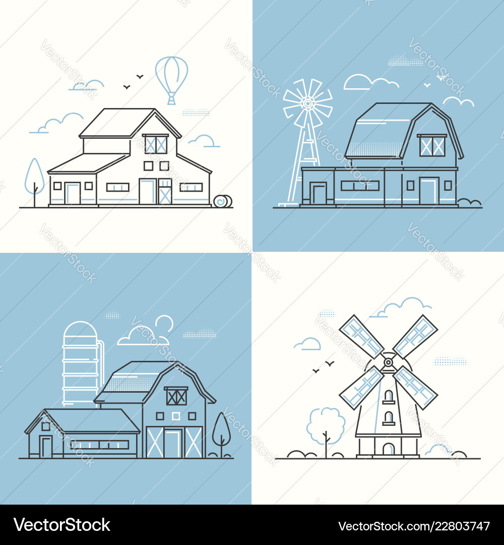 Farm life - set line design style Royalty Free Vector Image