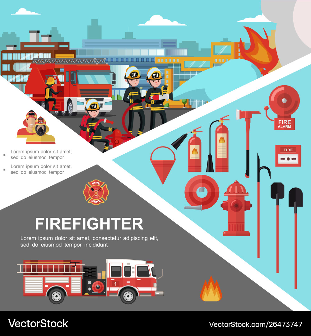 Firefighting colorful template Royalty Free Vector Image