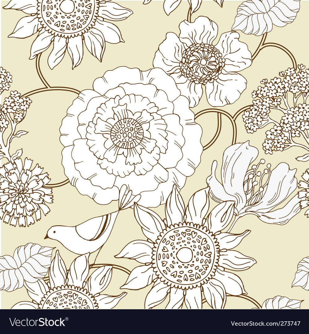 Floral garden pattern Royalty Free Vector Image