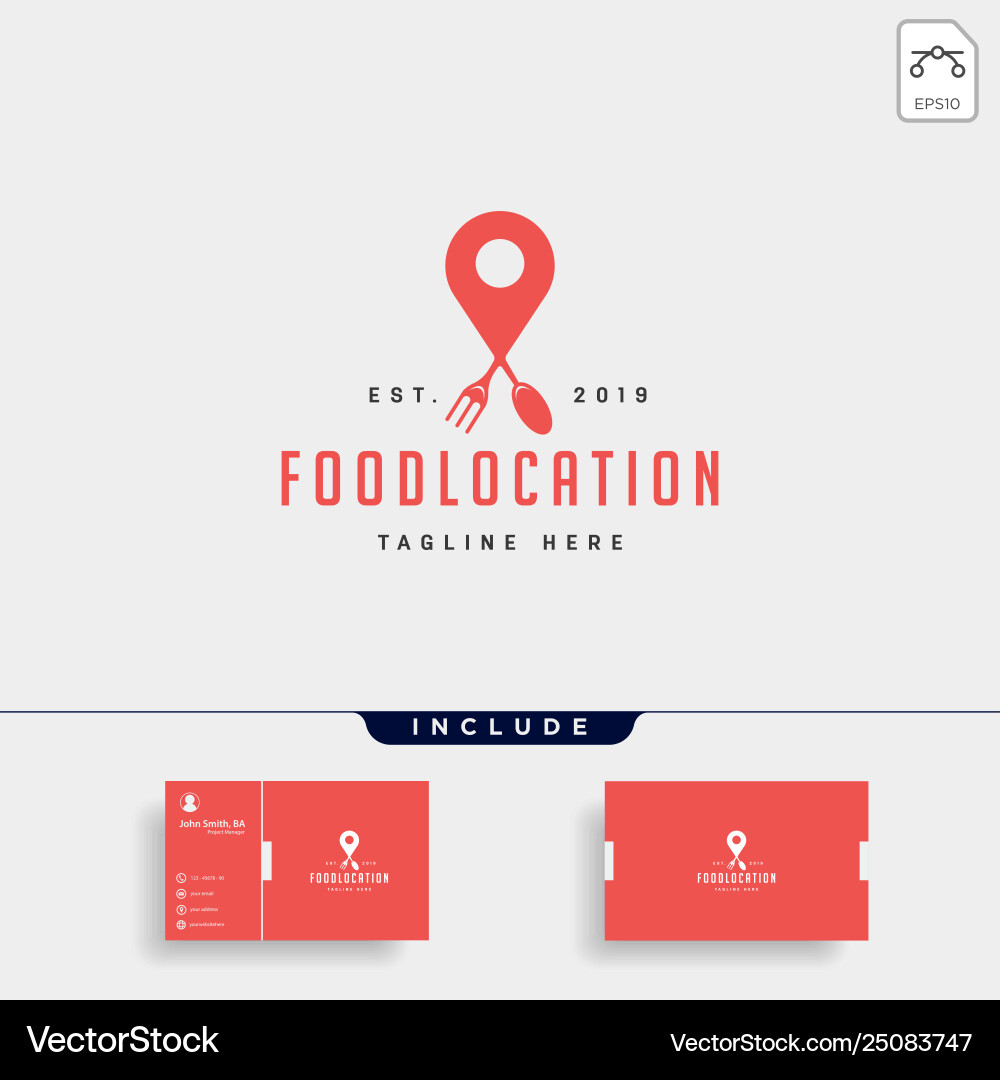 Food pin navigation simple flat luxury logo Vector Image