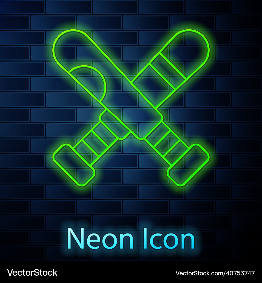 Glowing neon line crossed baseball bat icon Vector Image