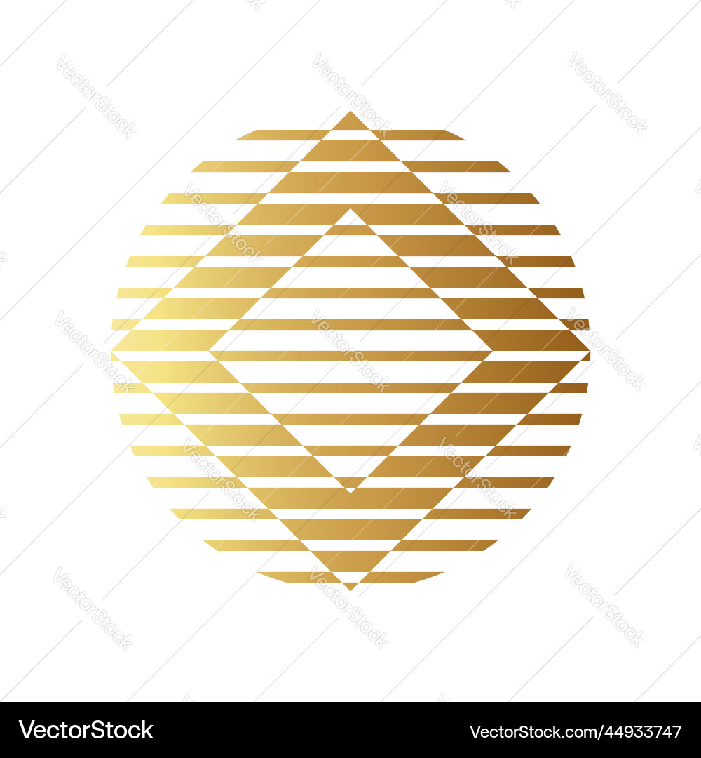Golden striped diamond circle on a white Vector Image