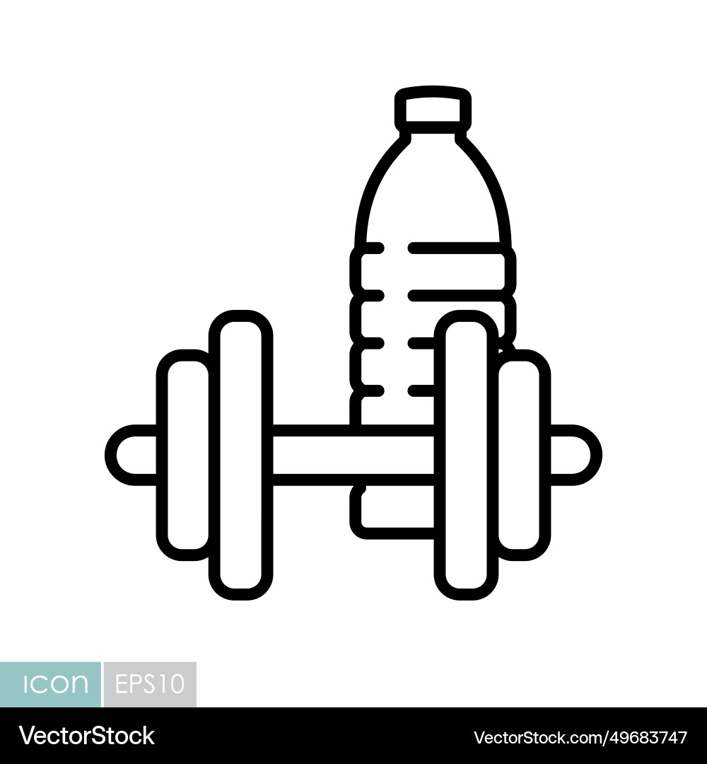 Gym exercise dumbbell with water bottle icon Vector Image