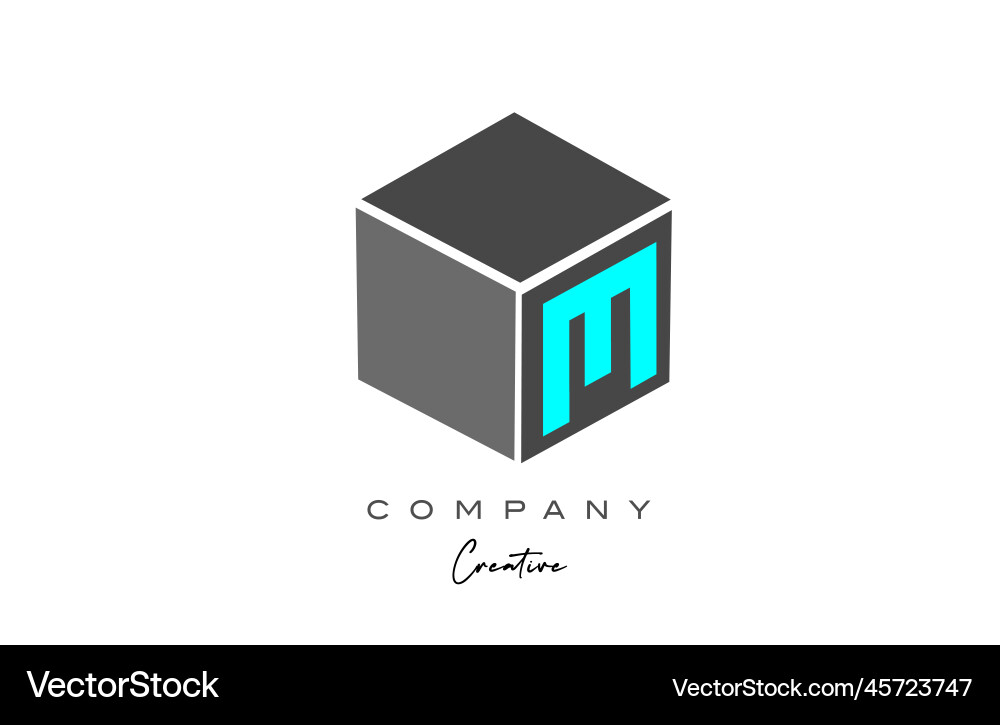 M grey cube letter alphabet letter logo icon Vector Image