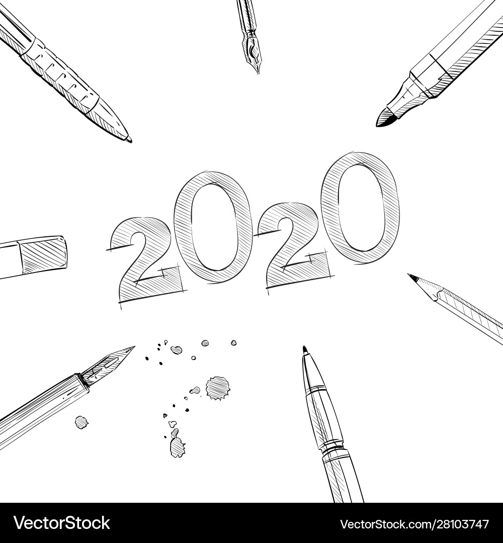 Numbers 2020 triangle shape polygonal design Vector Image