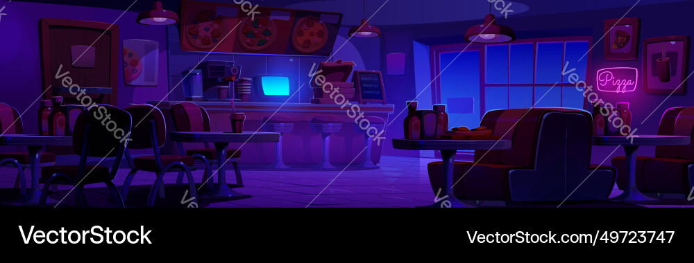Pizzeria interior at night - cartoon Royalty Free Vector