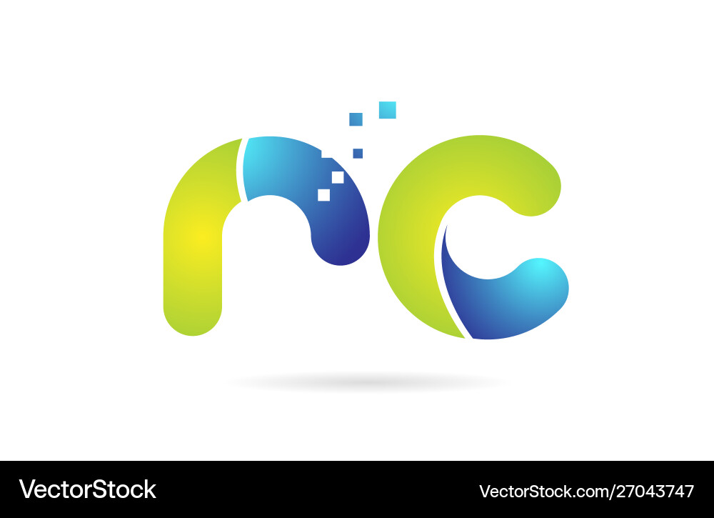 Rc r c blue green combination alphabet letter Vector Image