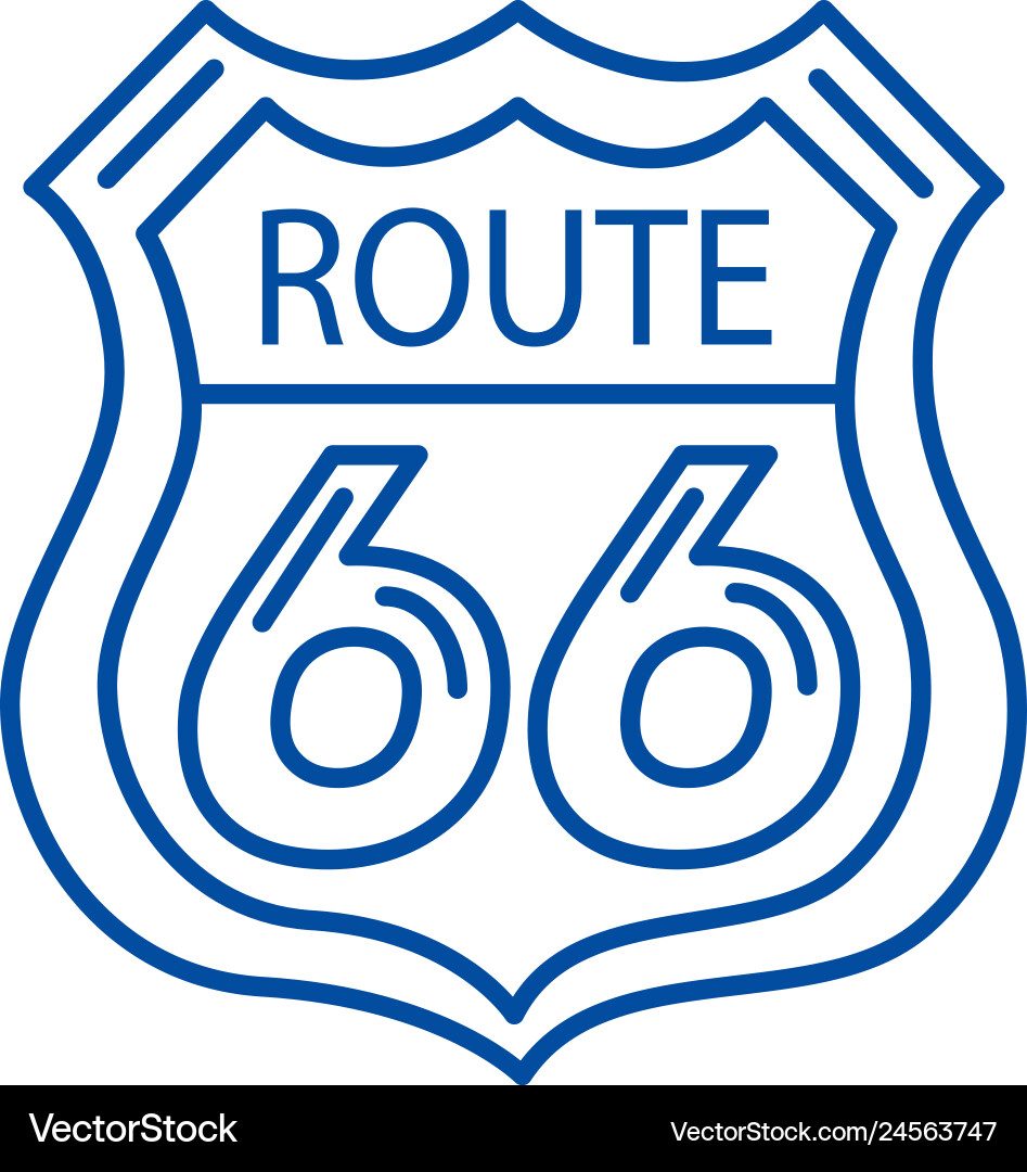 Route 66 sign line icon concept Royalty Free Vector Image