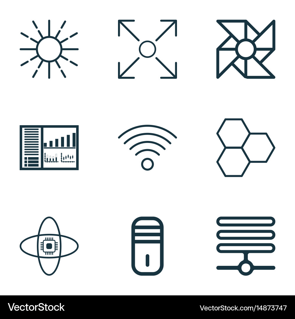 Set of 9 robotics icons includes wireless Vector Image