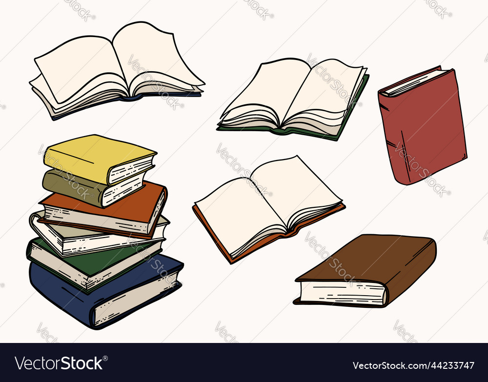 Set of hand drawn book Royalty Free Vector Image Set of hand drawn book Royalty Free Vector Image