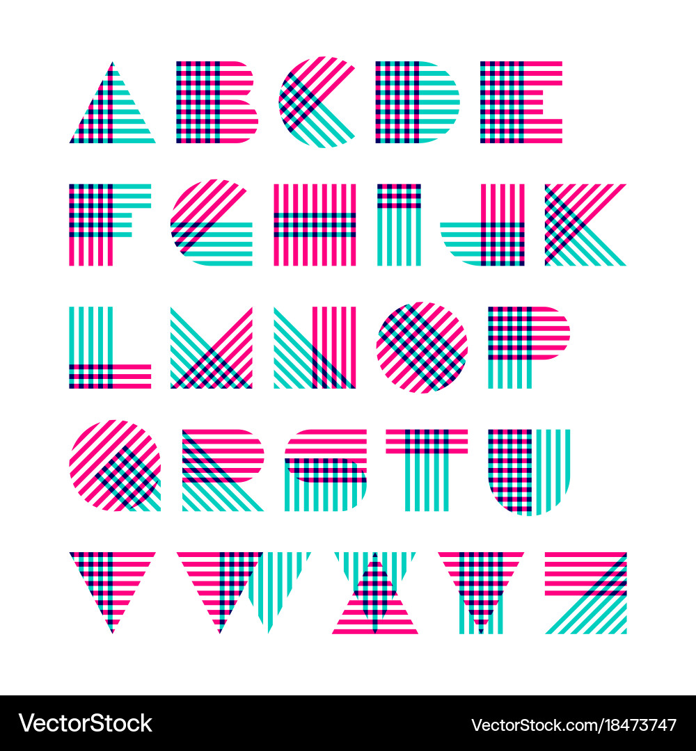 Striped alphabet made crossed lines Royalty Free Vector