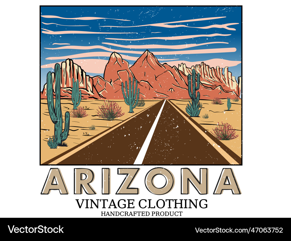 Arizona road trip print design Royalty Free Vector Image