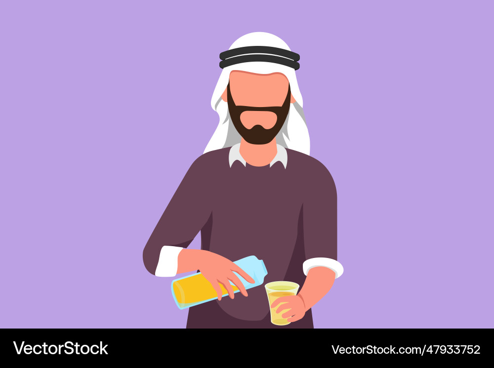 Cartoon flat style drawing active arab man Vector Image