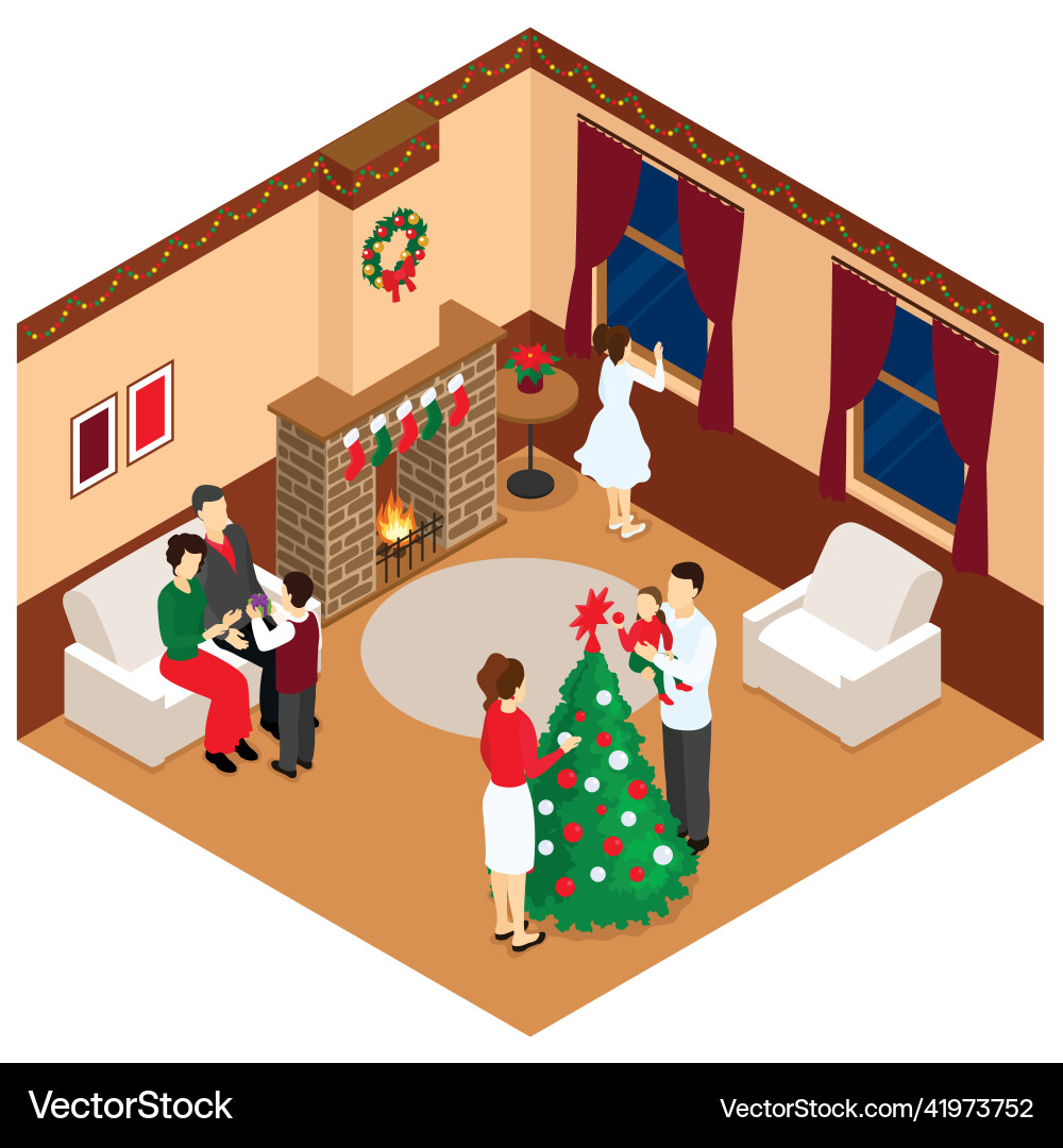 Celebration of christmas isometric design Vector Image