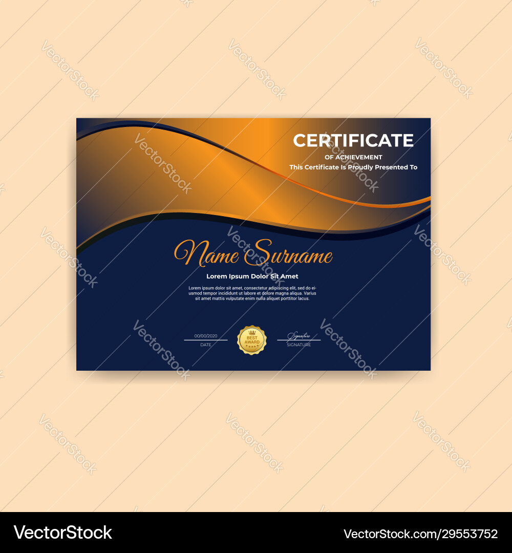 Certificate template wave shapes with golden color
