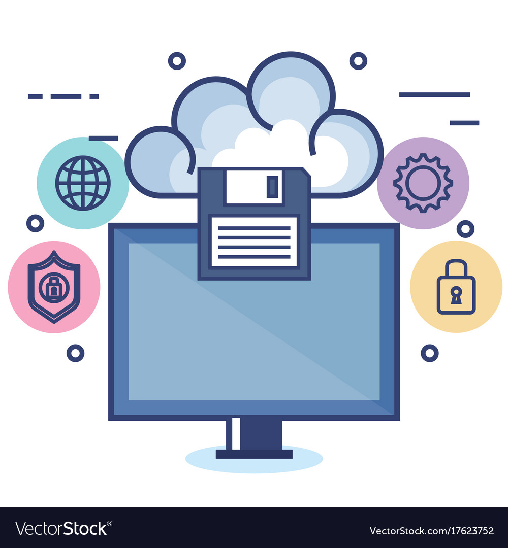 Cloud computing set flat icons Royalty Free Vector Image