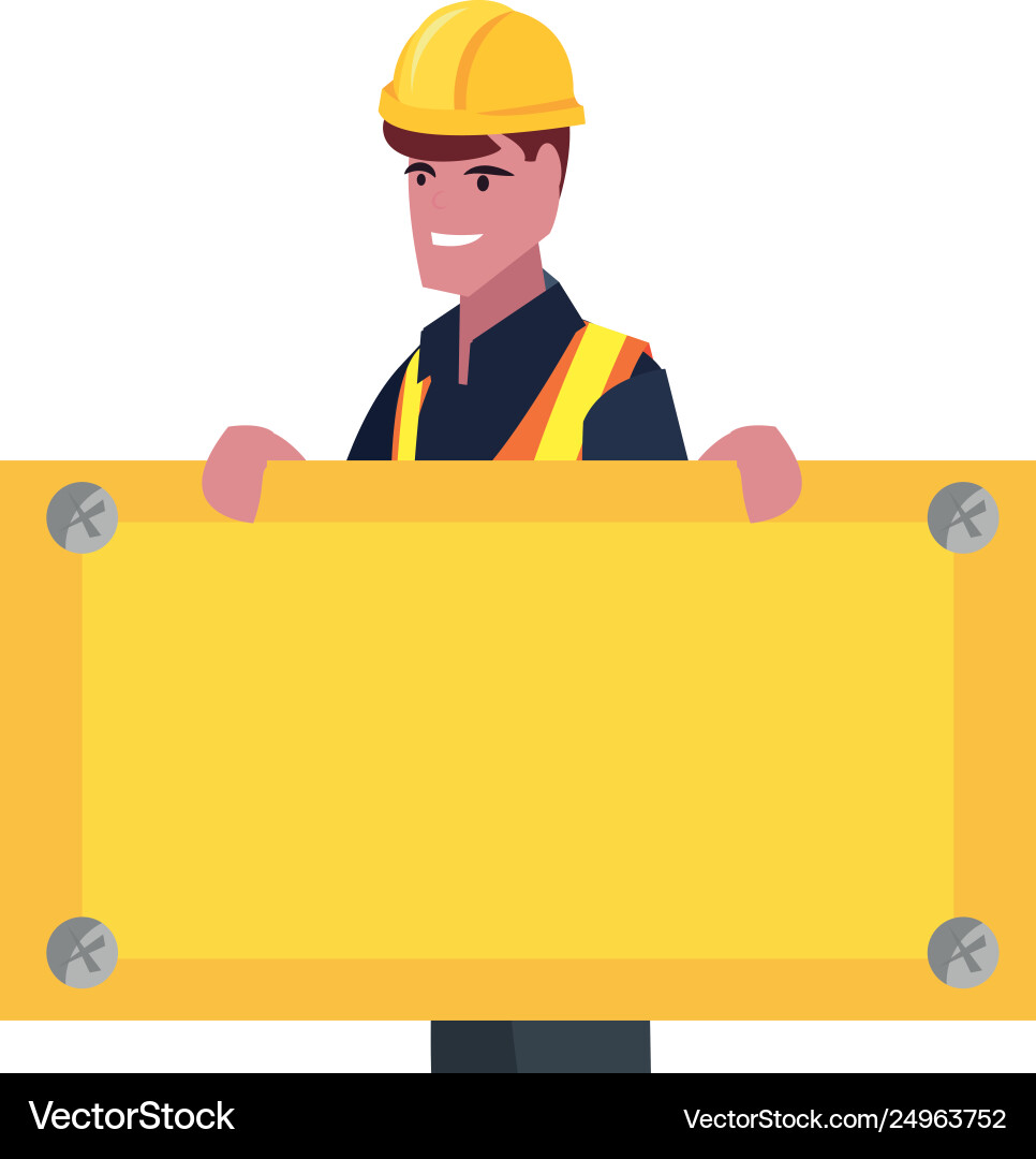 Construction worker board Royalty Free Vector Image