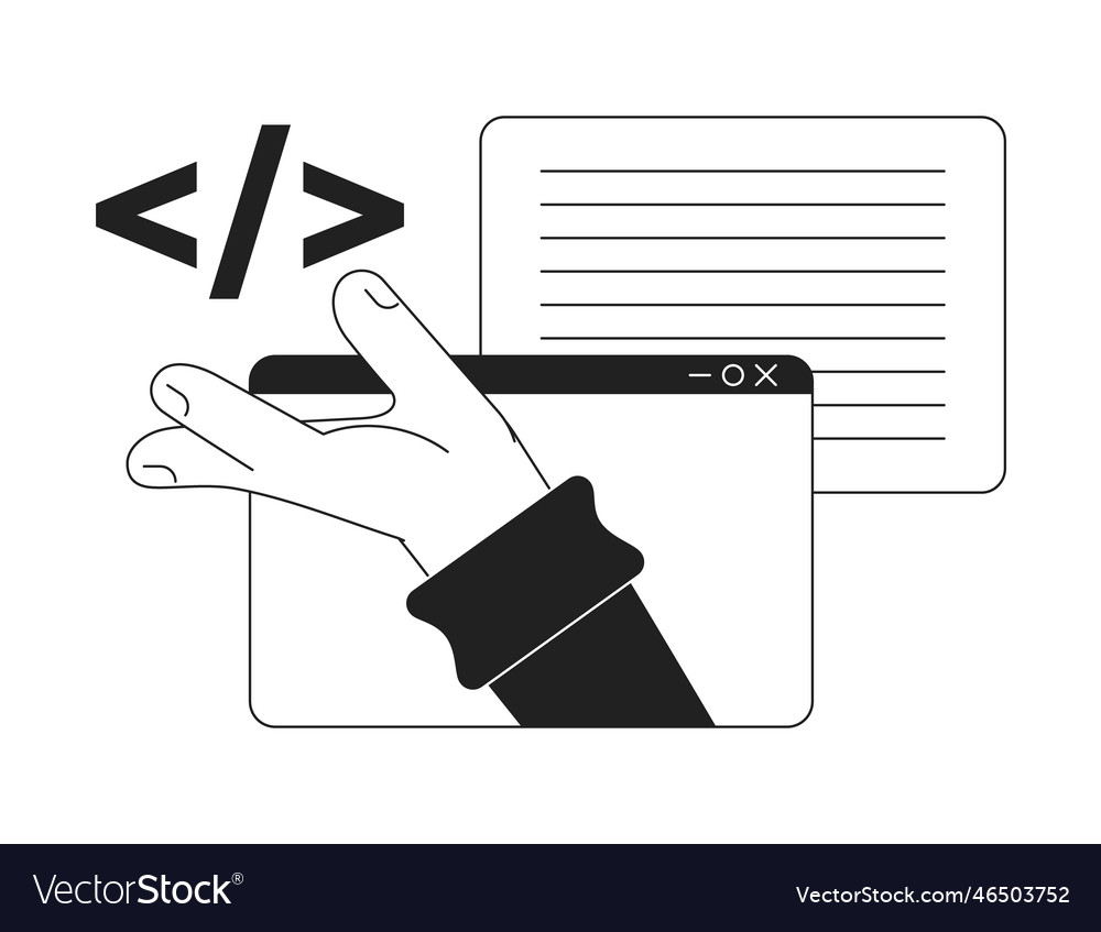 Creating website script black and white concept Vector Image