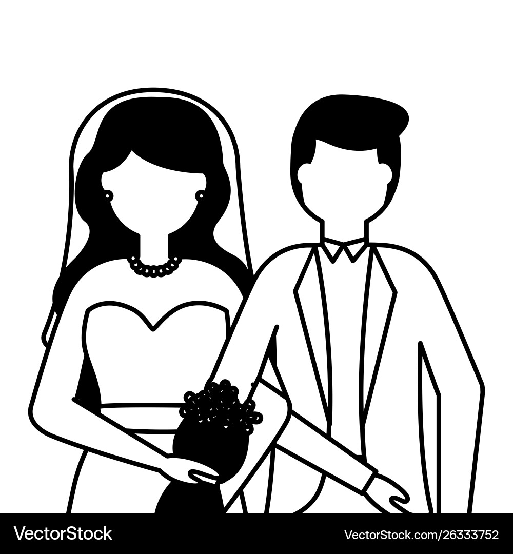 Flat design wedding people groom and bride Vector Image