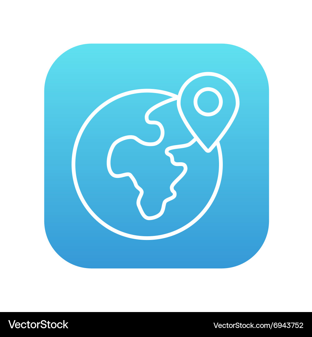 Globe with pointer line icon Royalty Free Vector Image