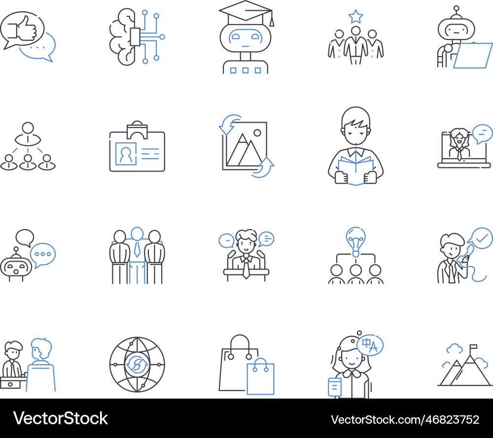 Growth prospects line icons collection Royalty Free Vector