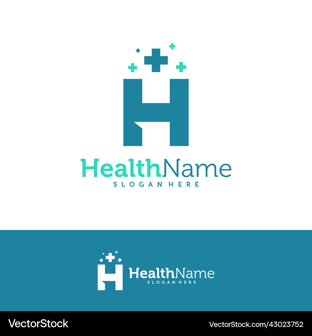 Letter h health logo design template initial h Vector Image